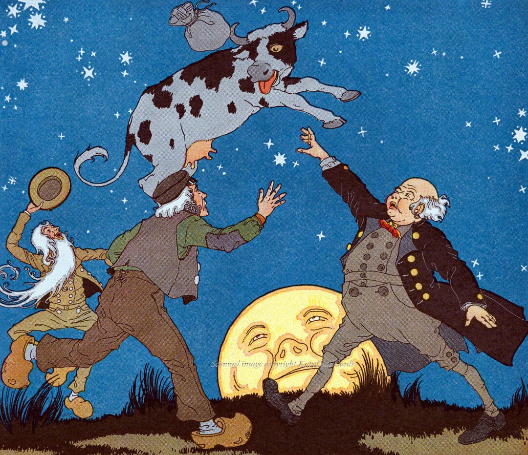 Moon Cow Card - Cow Jumps Over the Moon - Maud and Miska Petersham - Etsy
