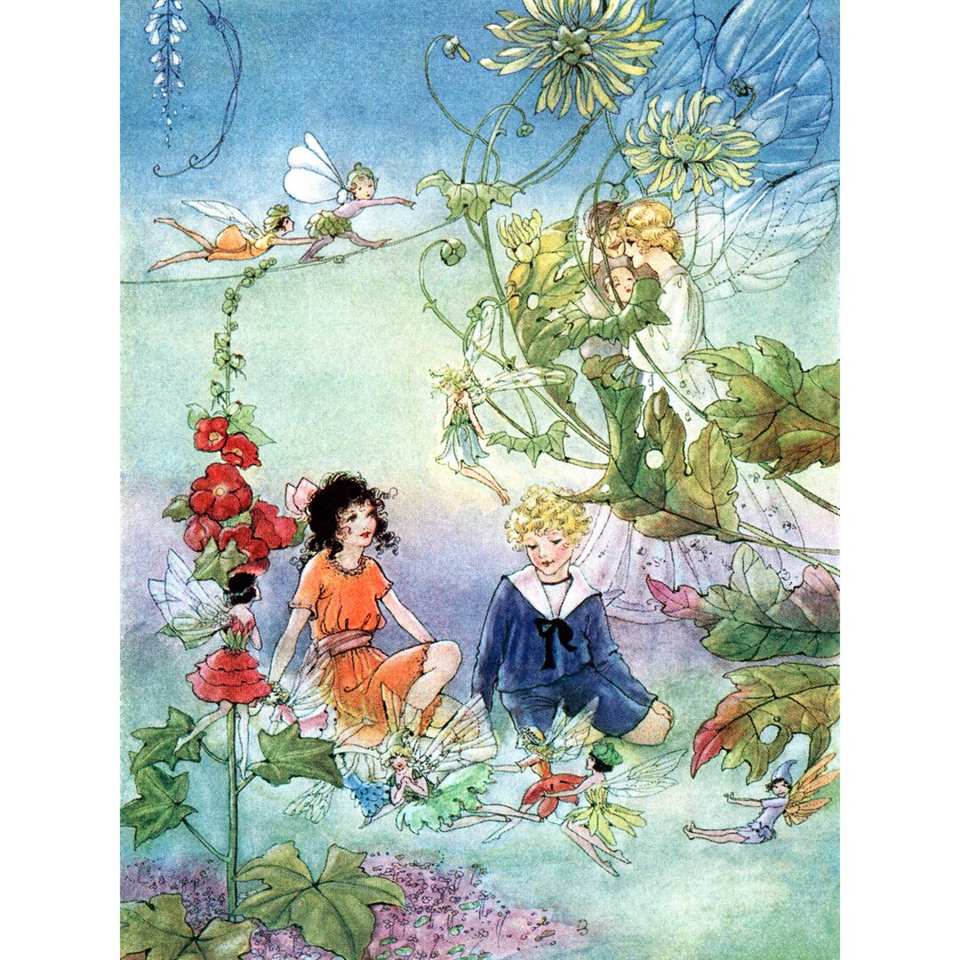 Fairy Card - Children and Parents Visit Fairyland- Baby Shower Card ...