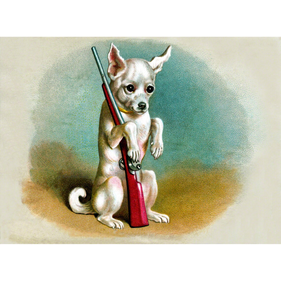 Chihuahua Dog With a Gun Vintage Style Greeting Card - Etsy