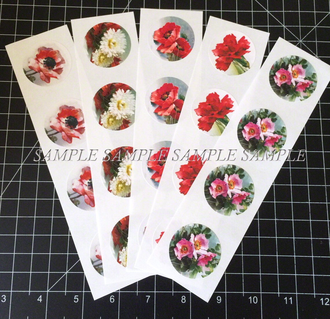 Flower Stickers 1 Envelope Seals Vintage Style Catherine | Etsy