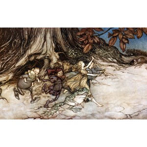 Fairy Card - Frog and Fairies Play With a Baby - Arthur Rackham Repro ...