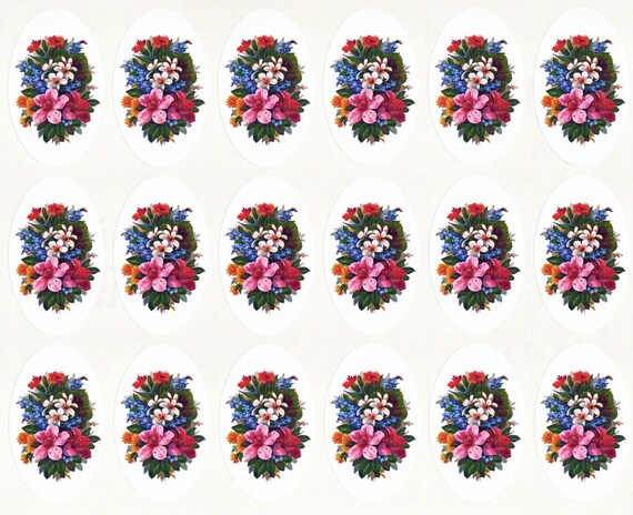 Victorian Flower Stickers 1 Envelope Seals Hibiscus | Etsy