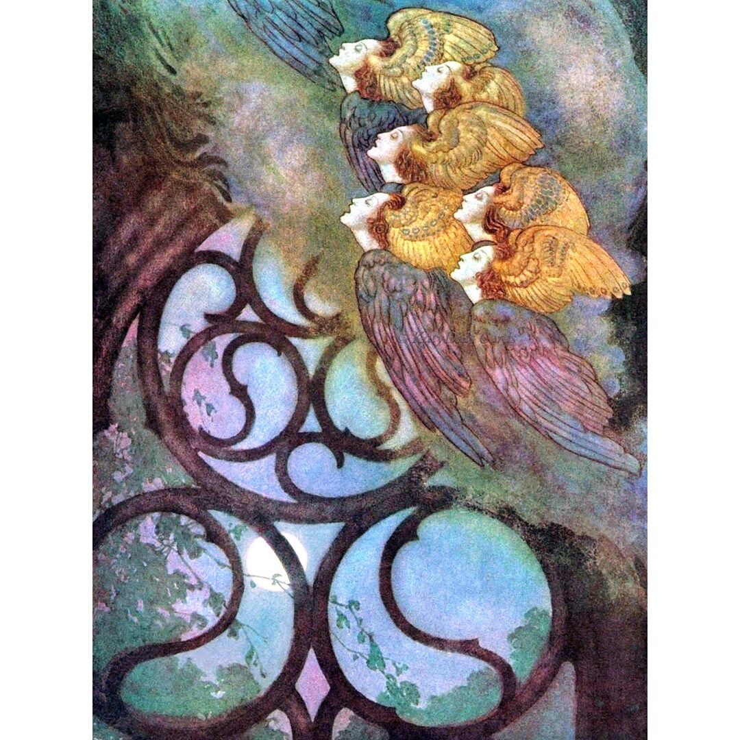 Angel Card - Angels Fly Souls to Heaven - Edmund Dulac Artwork - Etsy ...
