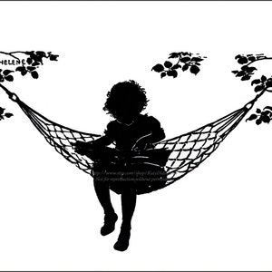 Girl Reads in Hammock Card, Shady Nook and Book, Gift for Reader - Etsy