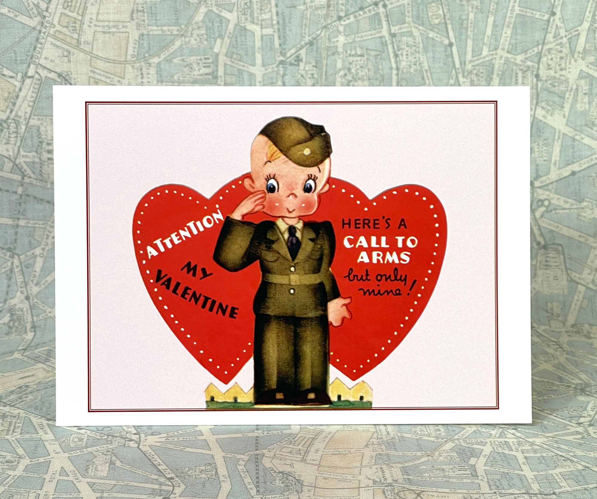 Valentines Day Card - Soldier Valentine Notecard - Army Navy Air Force ...