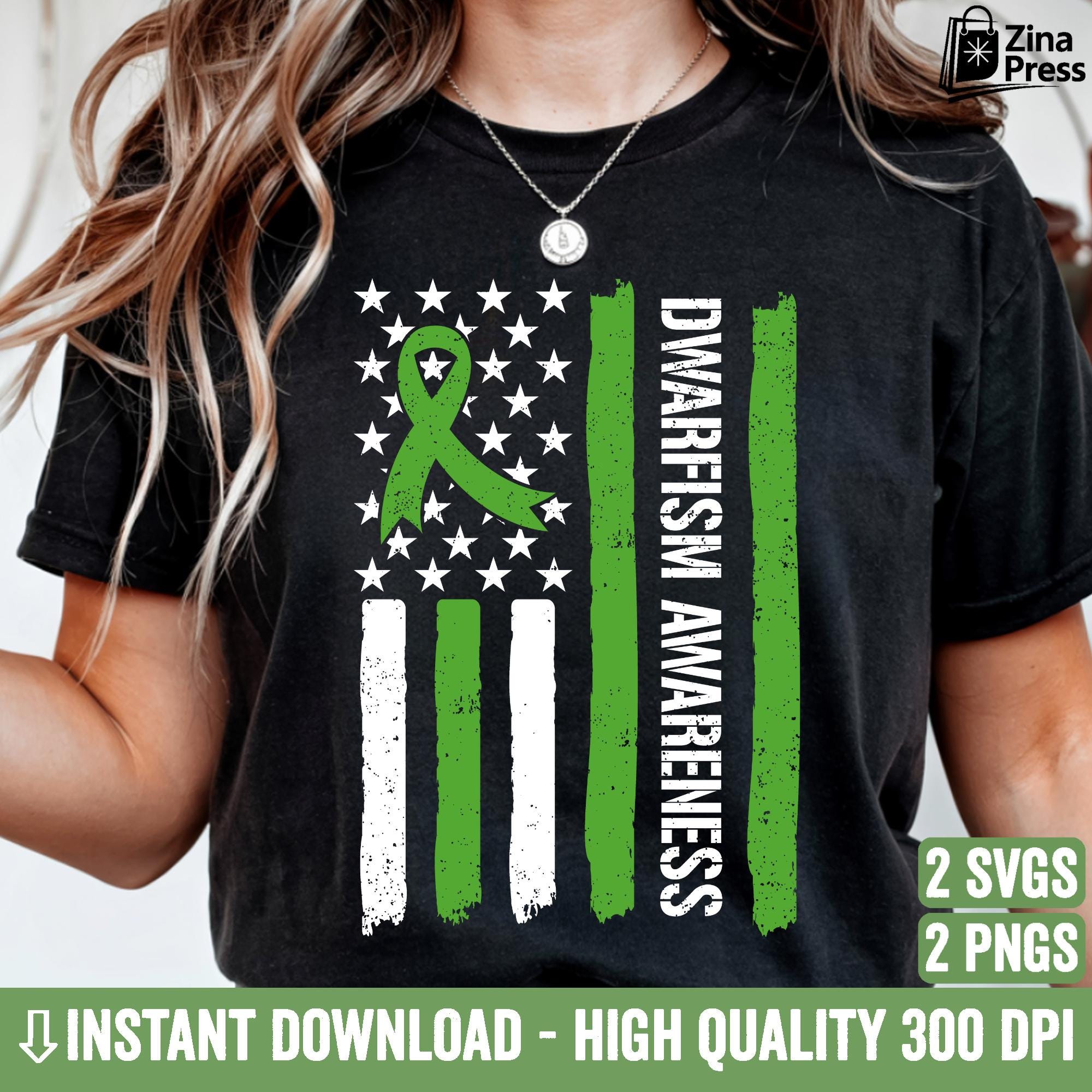Dwarfism Awareness SVG & PNG Bundle | Green Ribbon American Flag ...