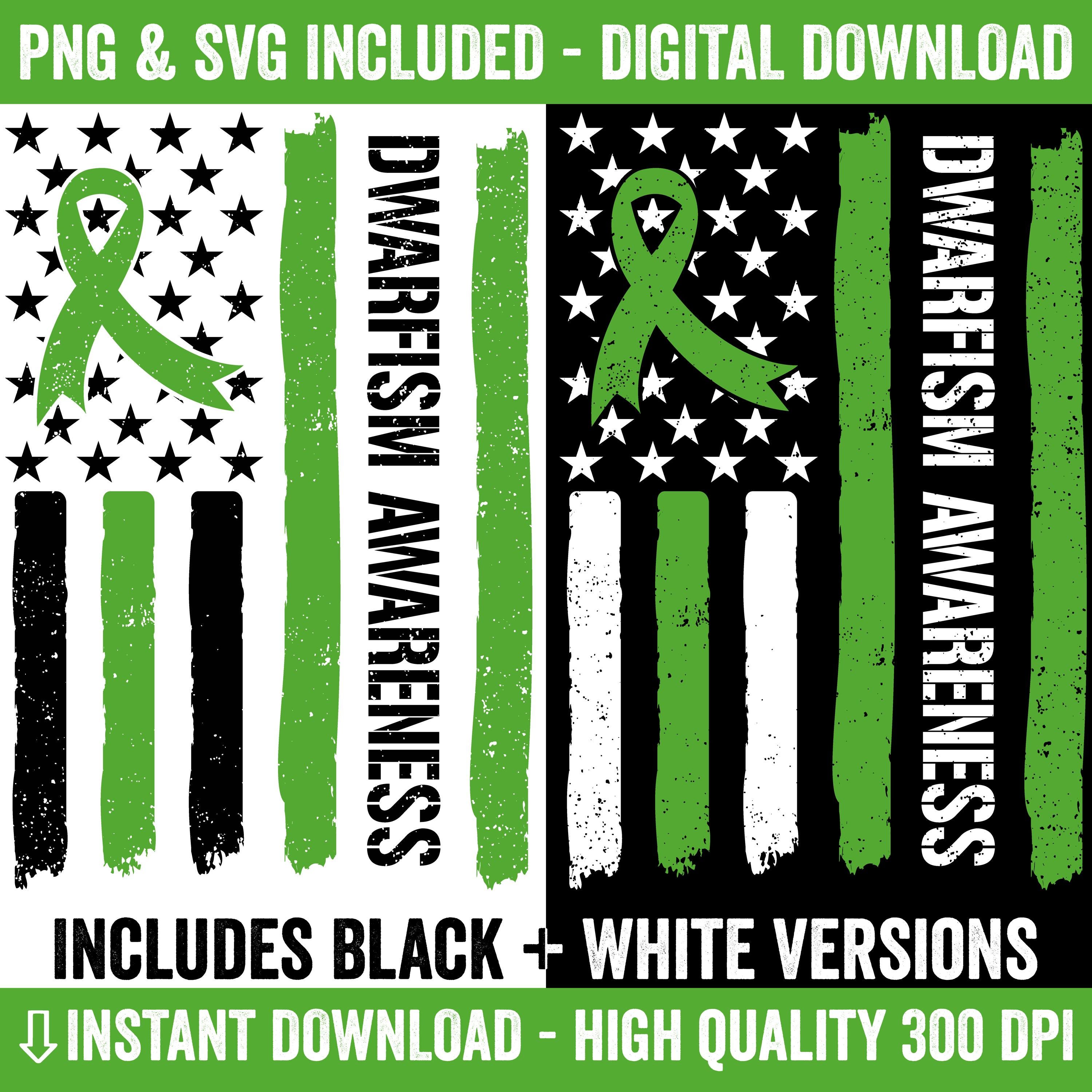 Dwarfism Awareness SVG & PNG Bundle | Green Ribbon American Flag ...