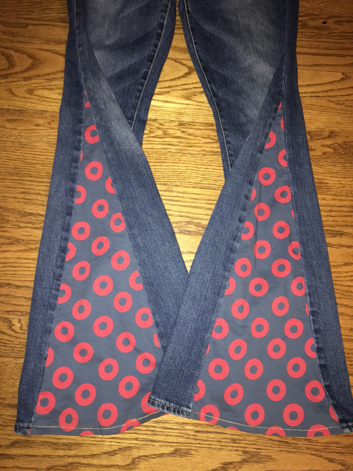 SEND YOUR JEANS Upcycled Bell Bottoms Fishman donuts | Etsy