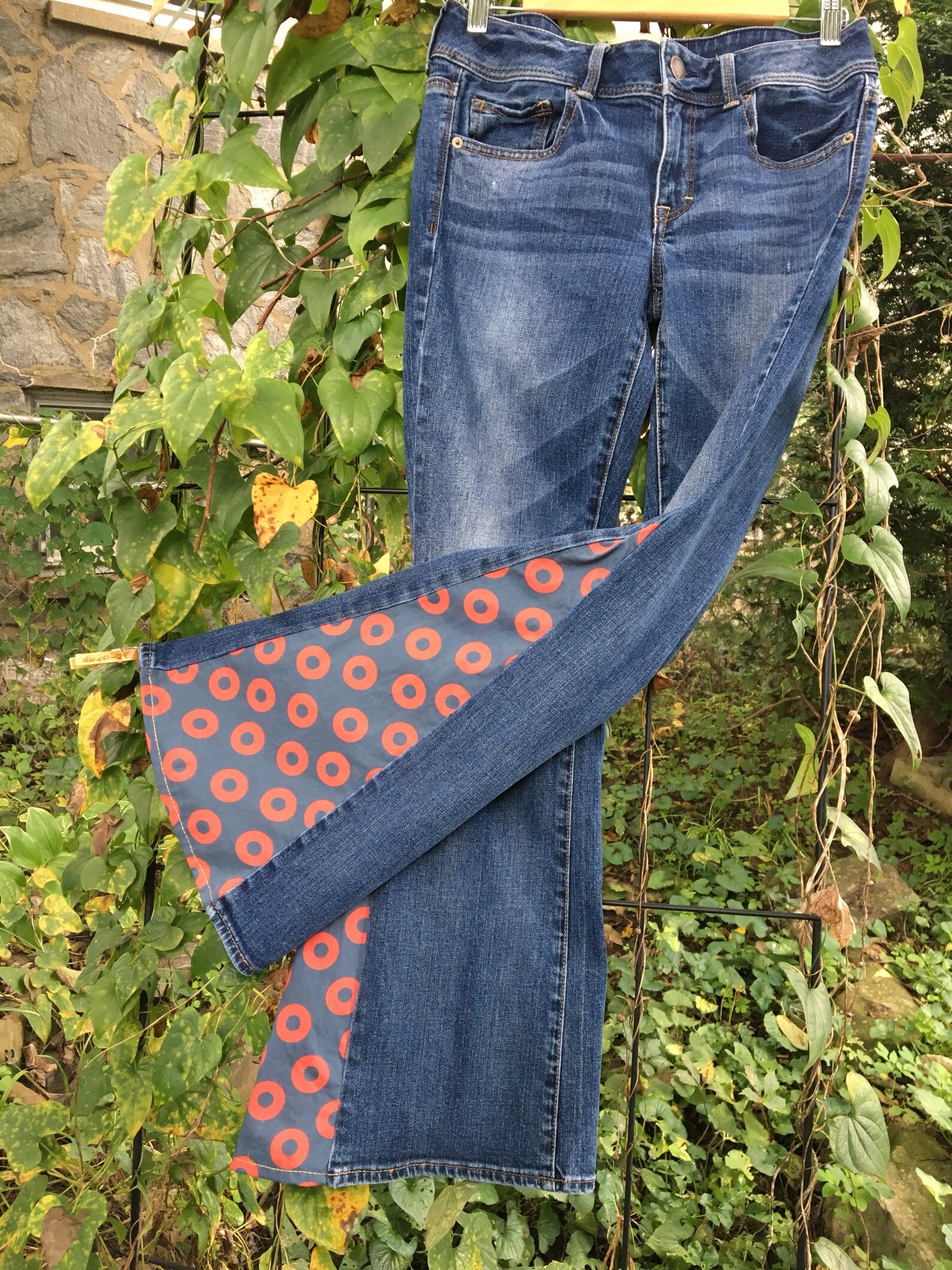 SEND YOUR JEANS Upcycled Bell Bottoms Fishman donuts | Etsy
