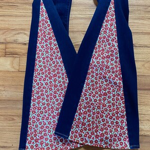 Red Daisy Upcycled Bell Bottoms, Vintage Fabric Insert Jeans, Handmade ...