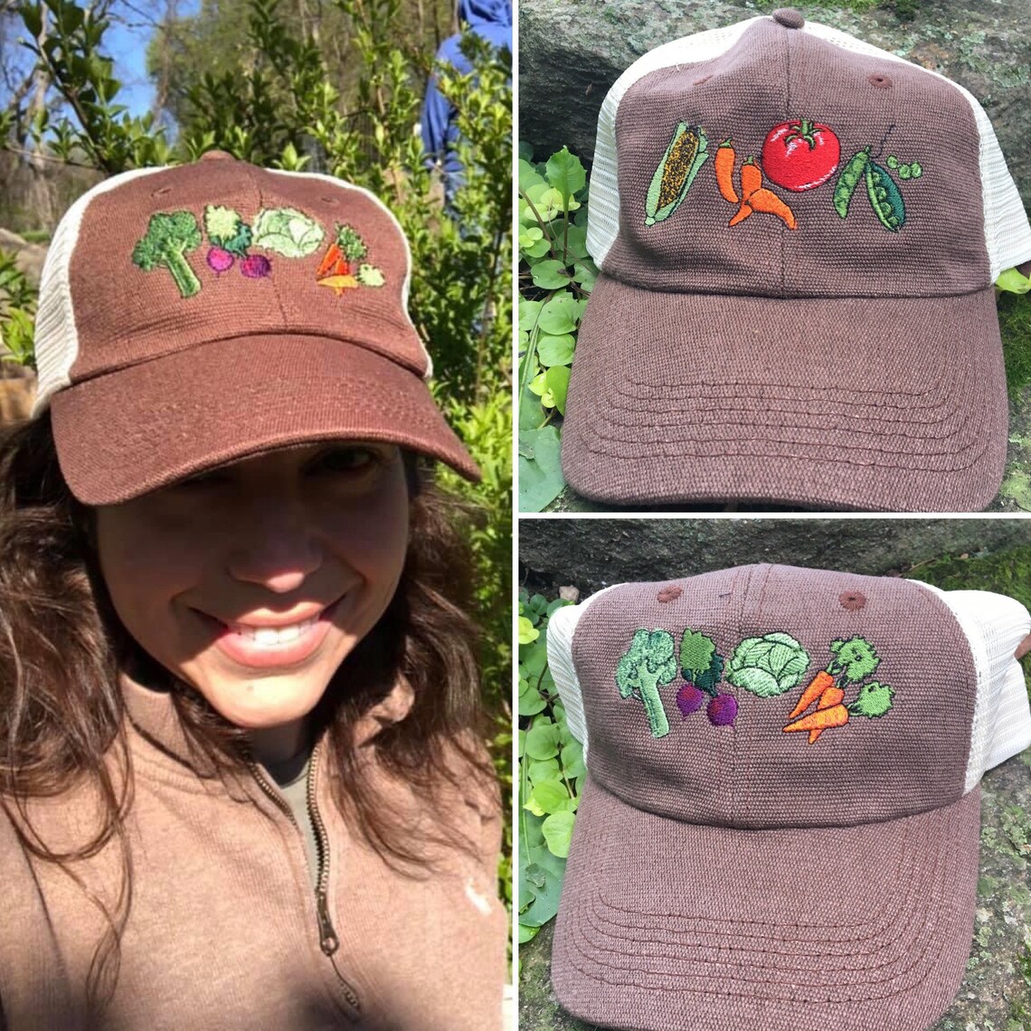 Hemp Gardening Hat Veggies 2 Options | Etsy