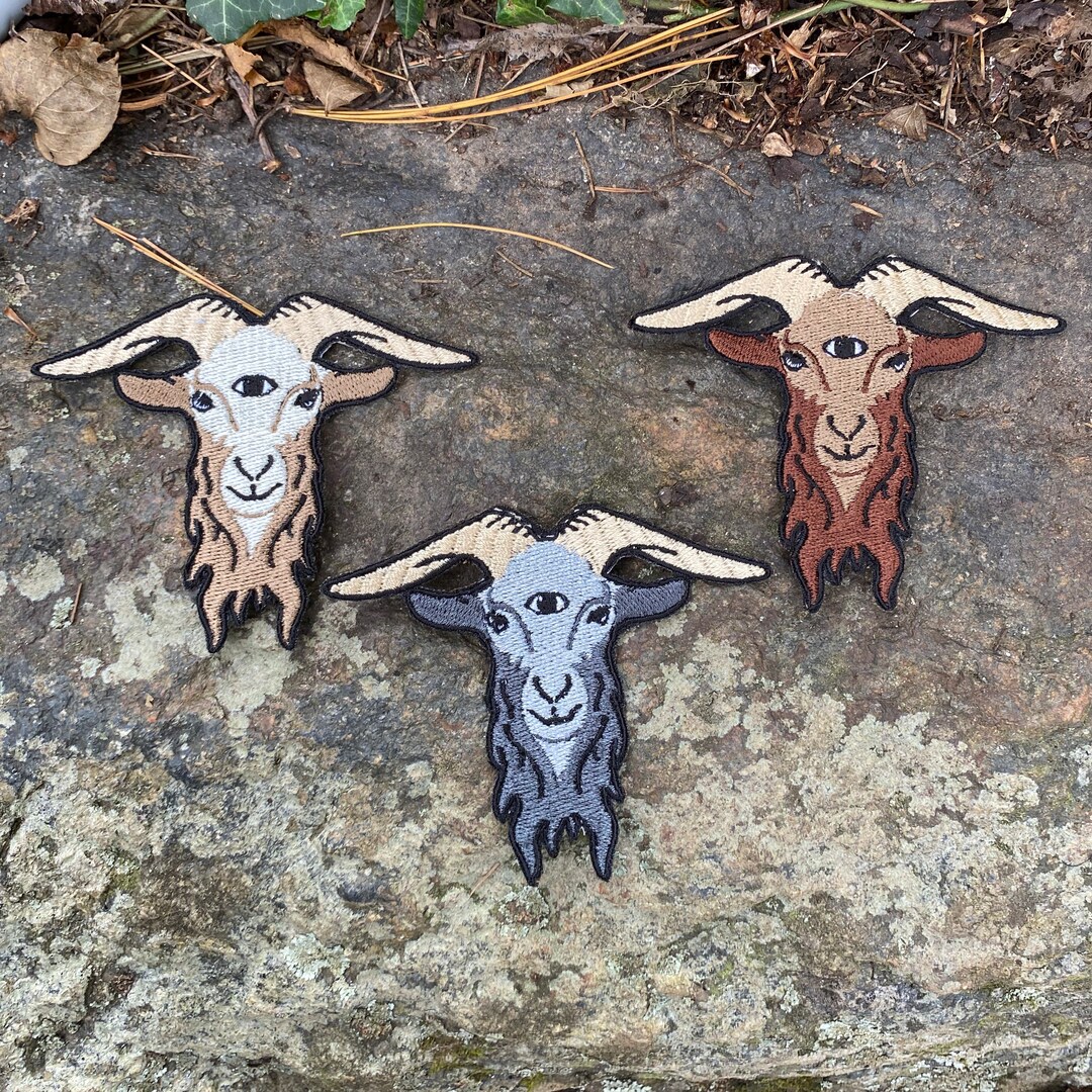 Three-eyed Goat Iron-on Handmade Patch. Custom Embroidery. - Etsy