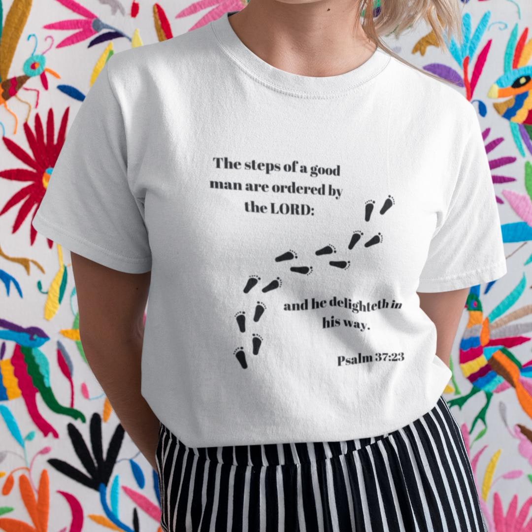 Psalm 37:23 Footprints Scripture T-shirt | Minimal Christian Design - Etsy