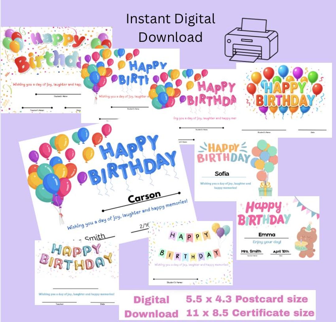 Editable Birthday Certificates Bundle for Classroom Students - Etsy