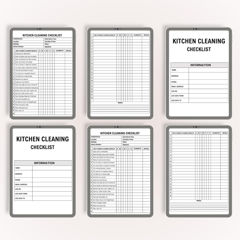 Kitchen Cleaning Checklist: Printable Chore Organizer (PDF Download - Etsy