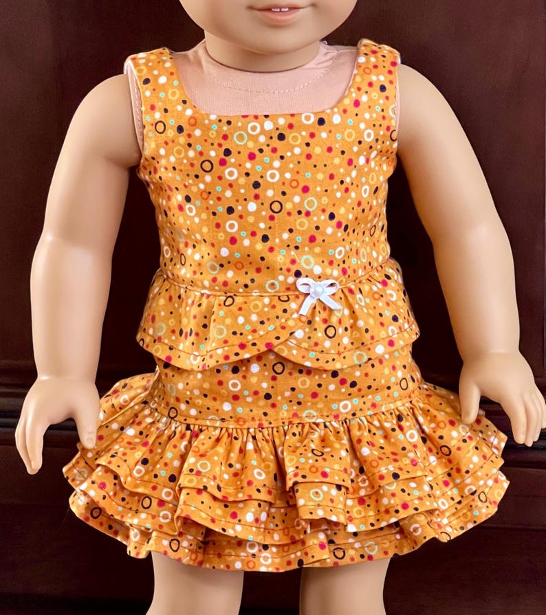 Moonscape Polka Dot Skirt & Top in Orange, and Headband With Blue ...