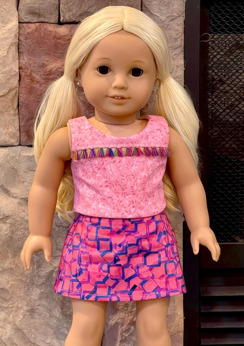 Sweet Pink L Skirt and Top With Tassels for 18-inch Dolls - Etsy