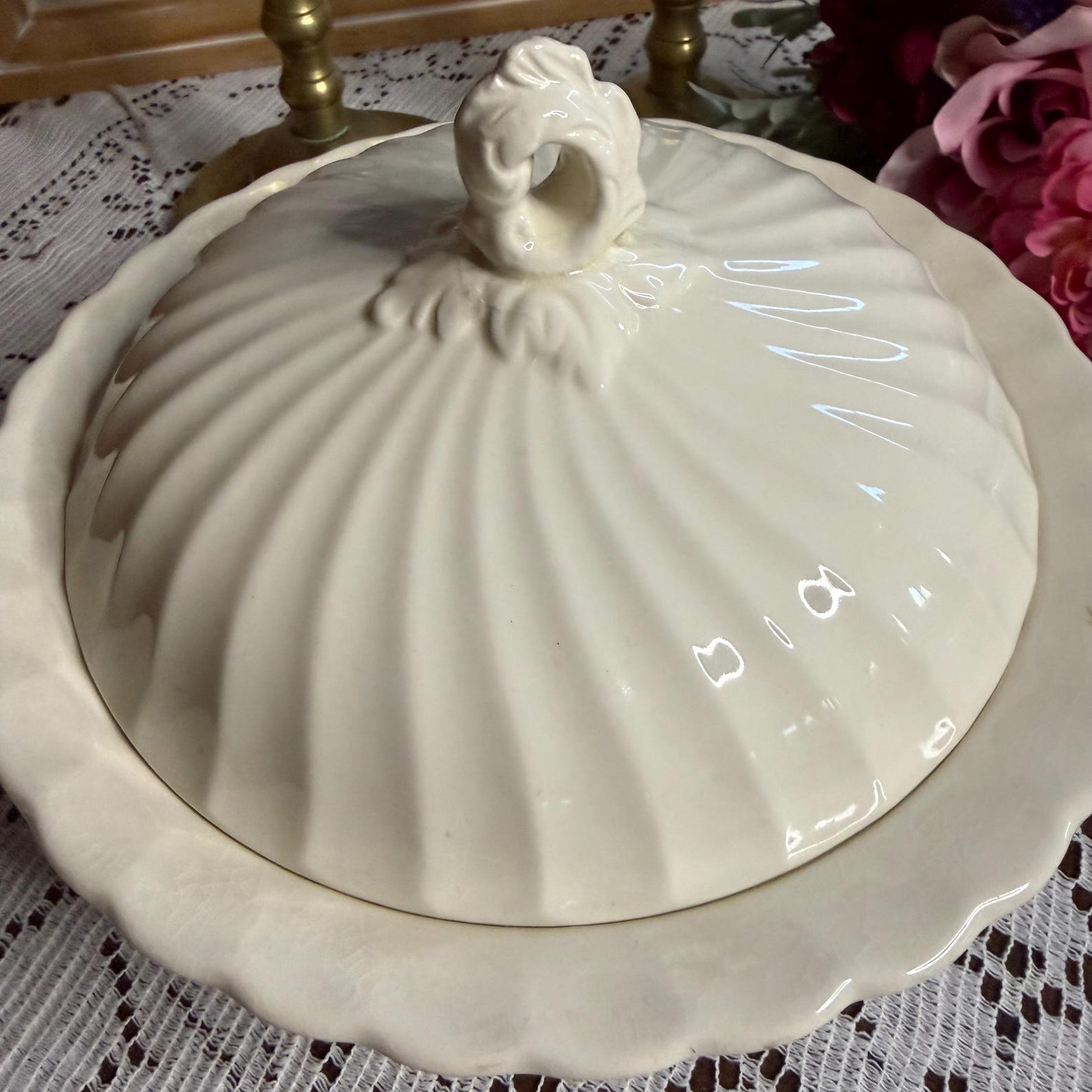 Vintage Myott England Covered Vegetable Bowl Tureen Ivory Ironstone ...