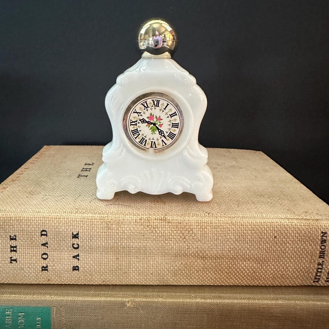 Vintage Avon Petite Clock Perfume Bottle - Milk Glass Collectible ...
