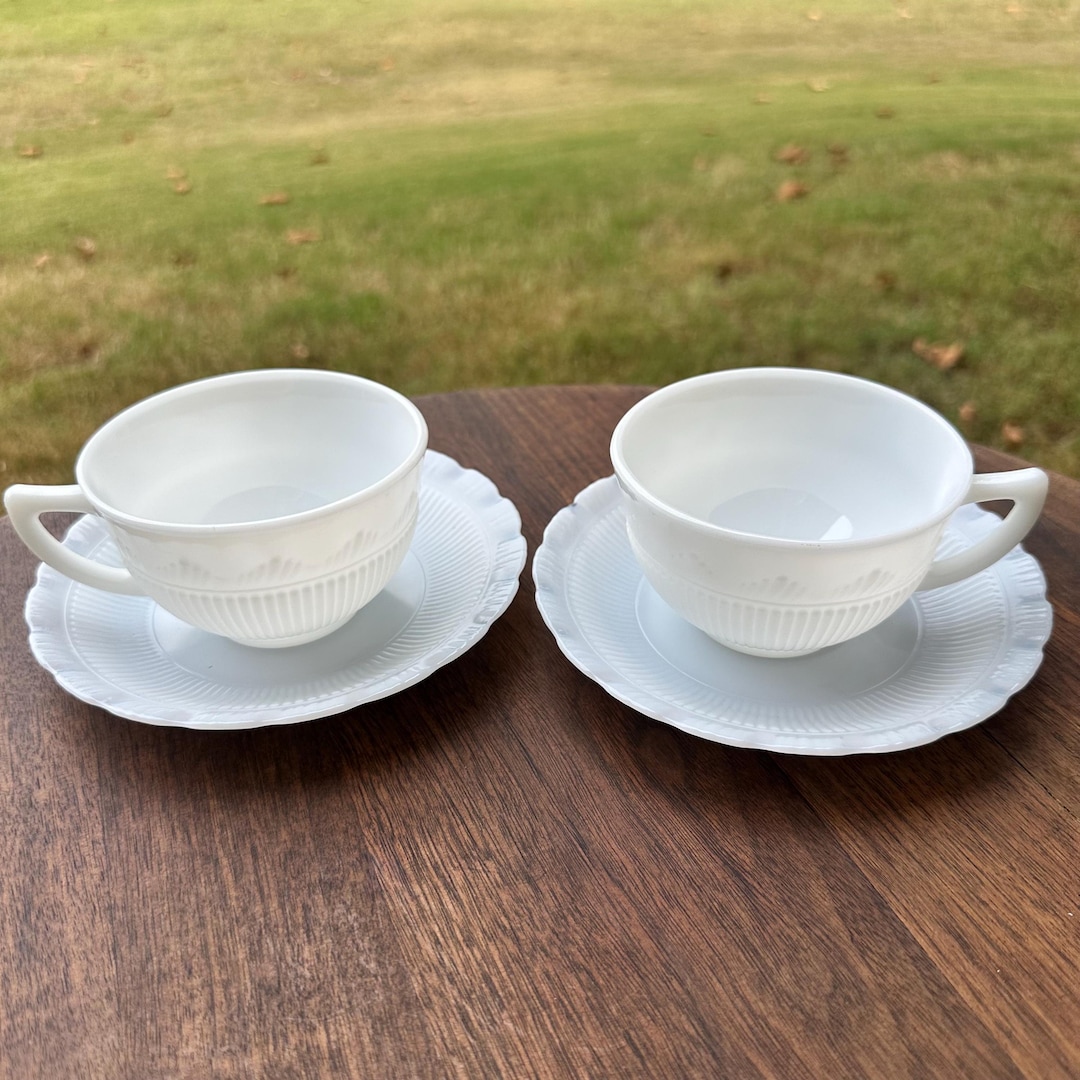 Vintage Macbeth-evans Cremax Cup and Saucer – Depression Glass – Ivory ...