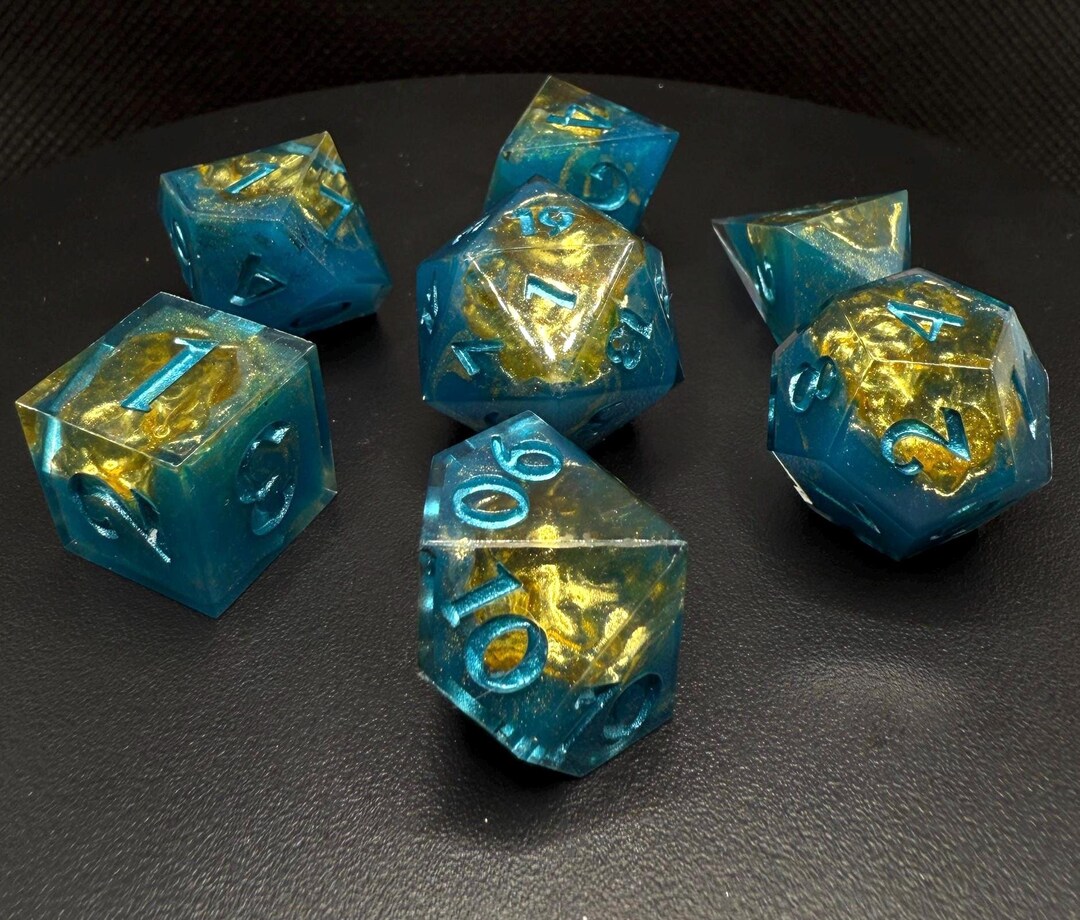 Blue and Gold Geode Dice - Etsy