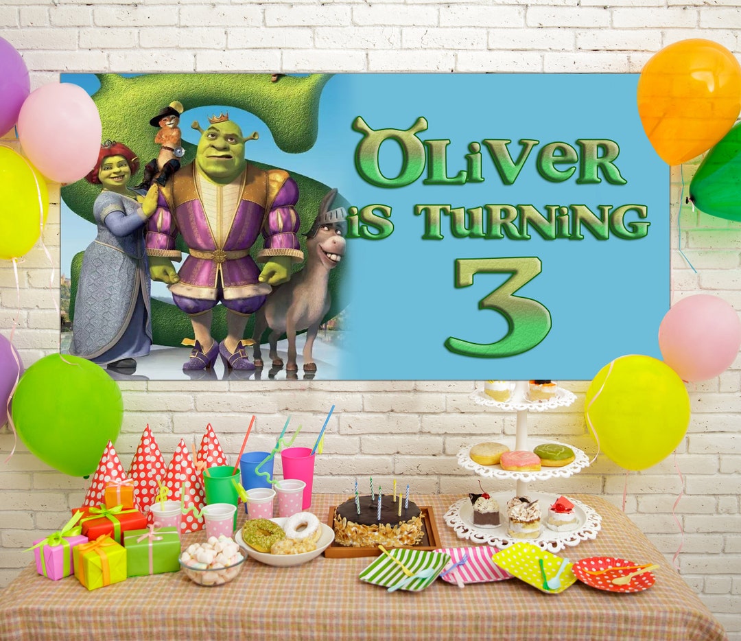 Disney Shrek Birthday Party, Shrek Party Banner, Shrek Birthday ...