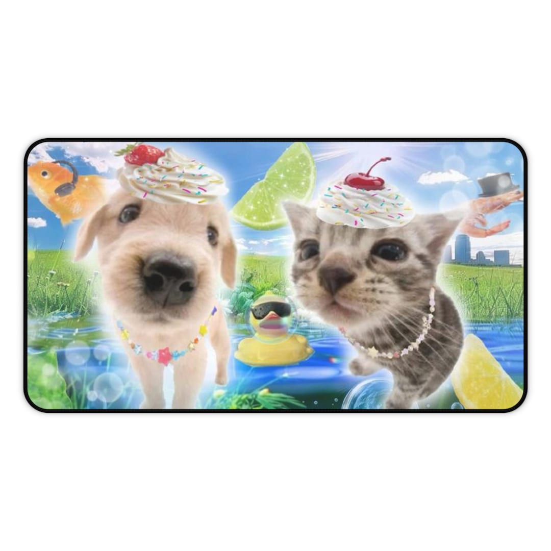 Frutiger Aero Puppy and Kitten Ice Cream Sundae Extra Large Desk Mat ...