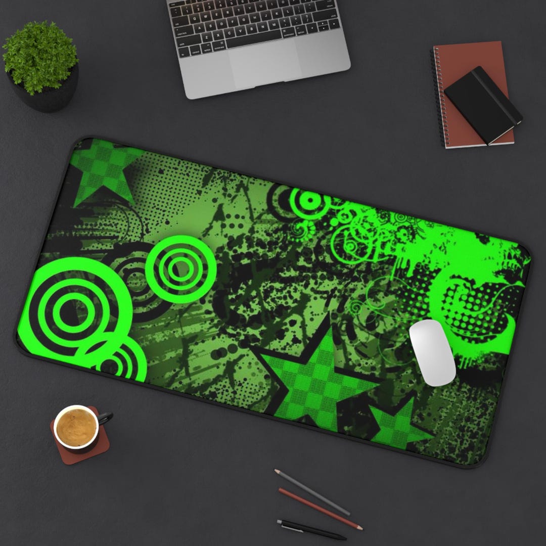 Frutiger Metro Desk Mat - Frutiger Metro Y2K Aesthetic Green Desk Mats ...