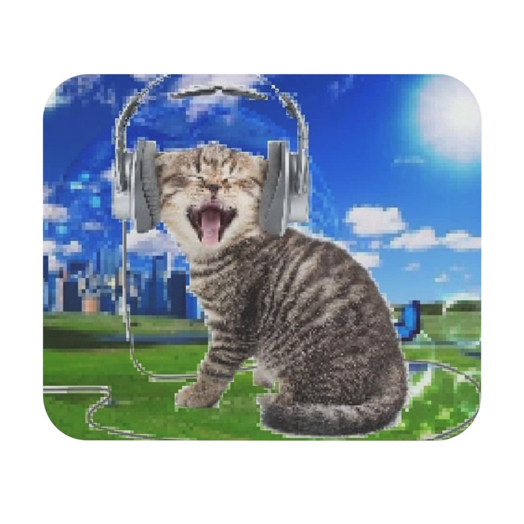 Pixel Frutiger Aero Cat Mouse Pad - Aesthetic Y2K Frutiger Aero Kitty ...