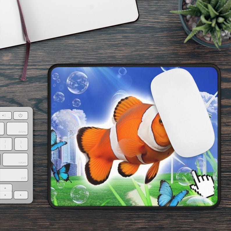 Frutiger Aero Clownfish Illustration Gaming Mouse Pad | Y2K Ocean ...