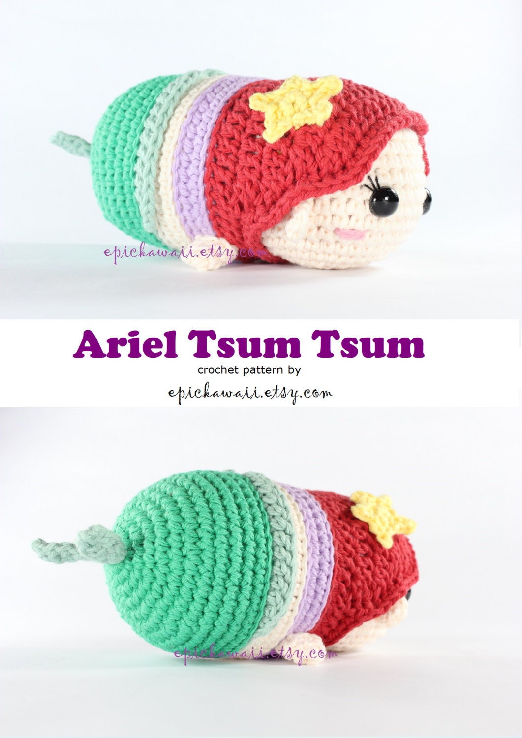 PATTERN: Ariel Tsum Tsum Crochet Amigurumi Doll - Etsy