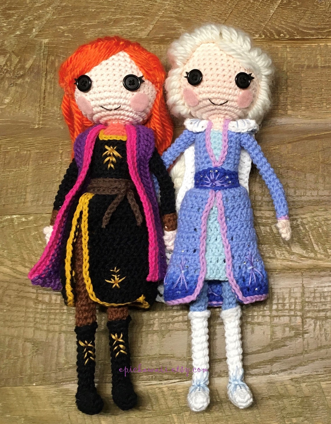 PATTERN 2-PACK: Anna and Elsa Two Frozen 2 Crochet Amigurumi Dolls - Etsy