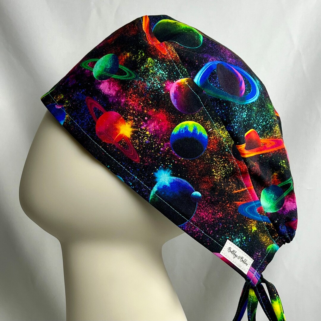 Outer Space Planet Solar System Tie Back Style Scrub Cap Hat - Etsy