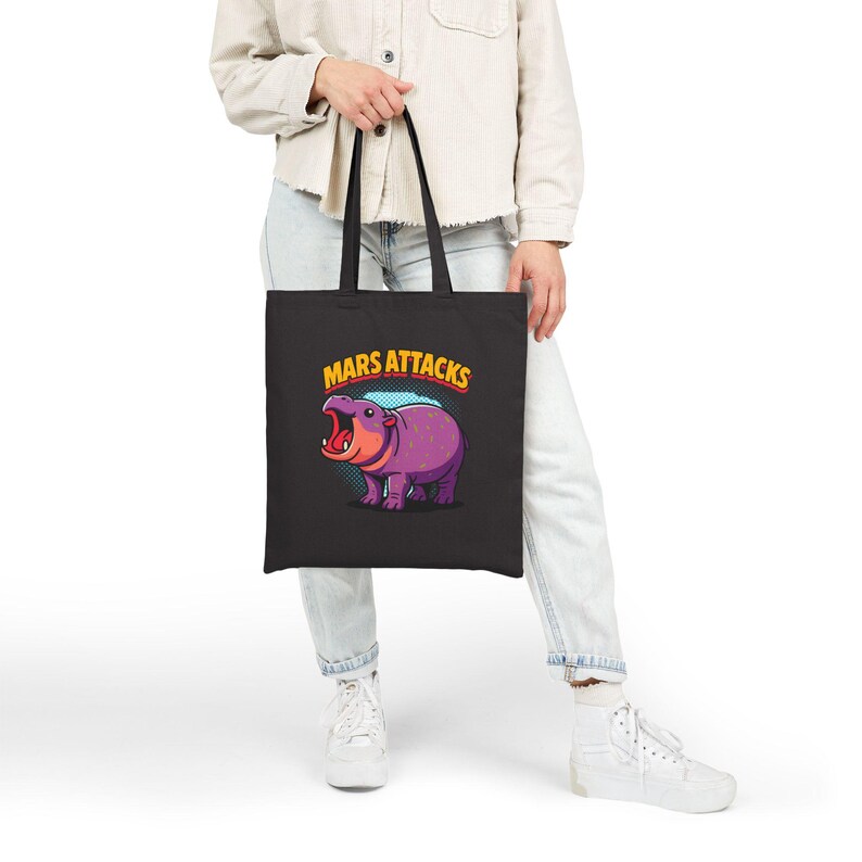Mars Attacks Hippo Tote Bag, Mars Hippo Lover Gift. Baby Hippo Mars ...