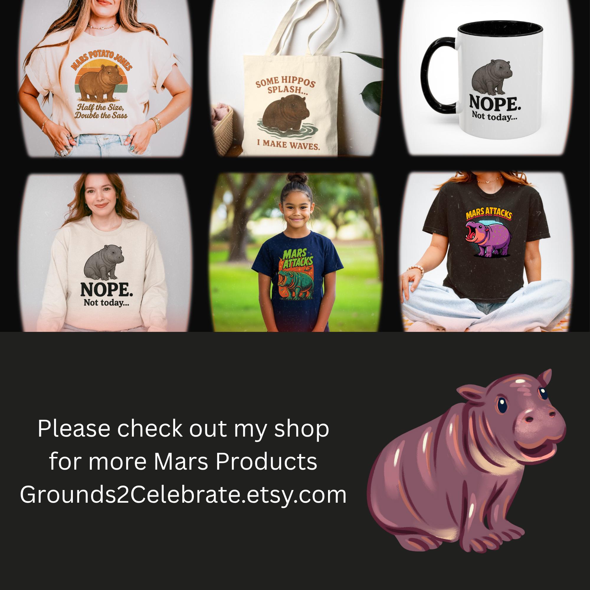 Mars Pygmy Hippo T-shirt, Pop Art Style Hippo Graphic Tee, Gift for ...