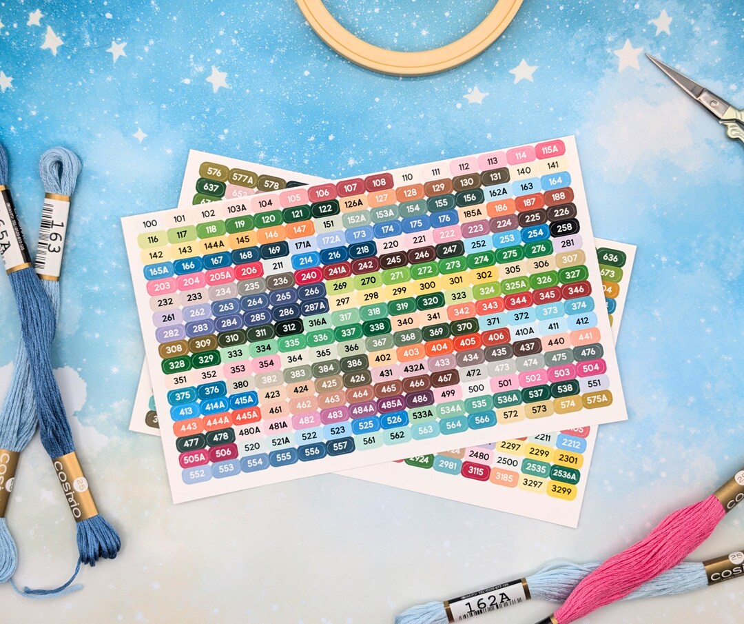 Mini COSMO Floss Color Labels for Floss Drops & Traditional Bobbins ...