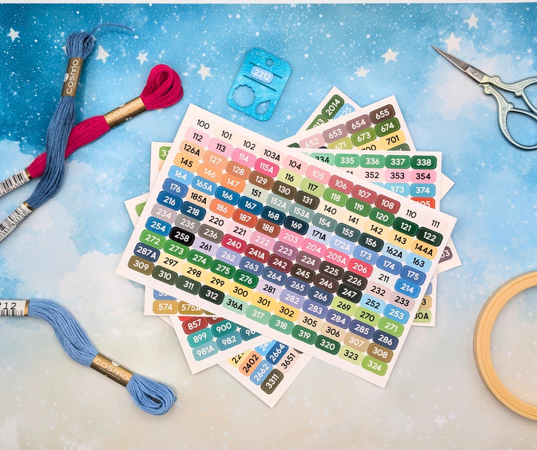 COSMO Floss Color Stickers: 501 Glossy Vinyl Labels for Floss Drops - Etsy
