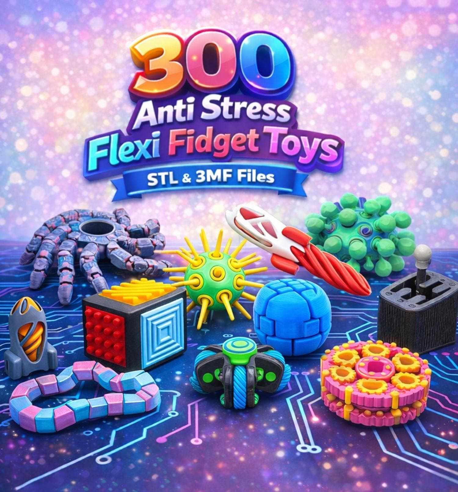 300 Flexi Fidget Toys STL & 3MF Files 3D Models – Sensory, Mechanical ...