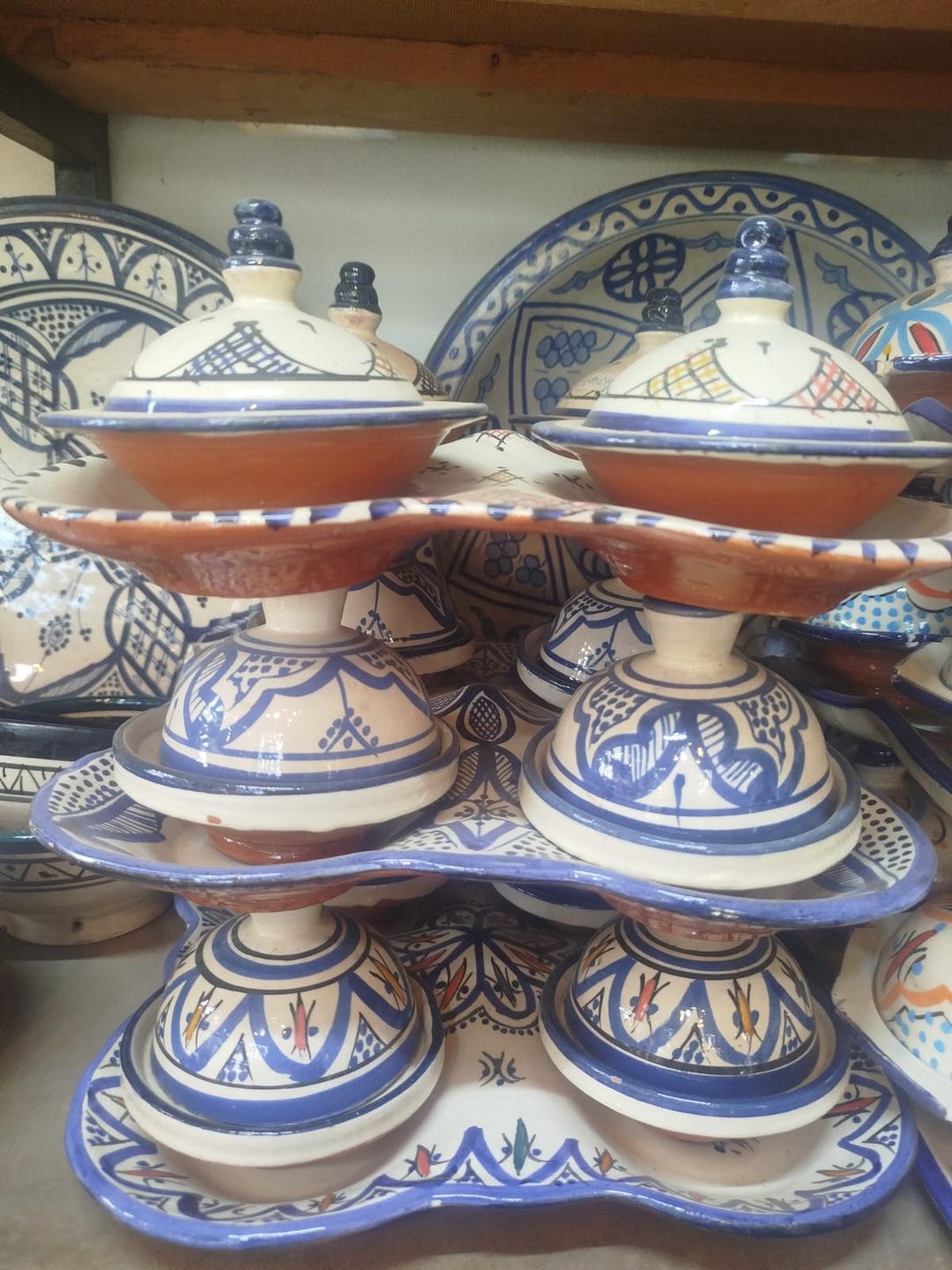 Moroccan Mini Tagine Condiment Set – Colorful Safi Pottery, Spice ...