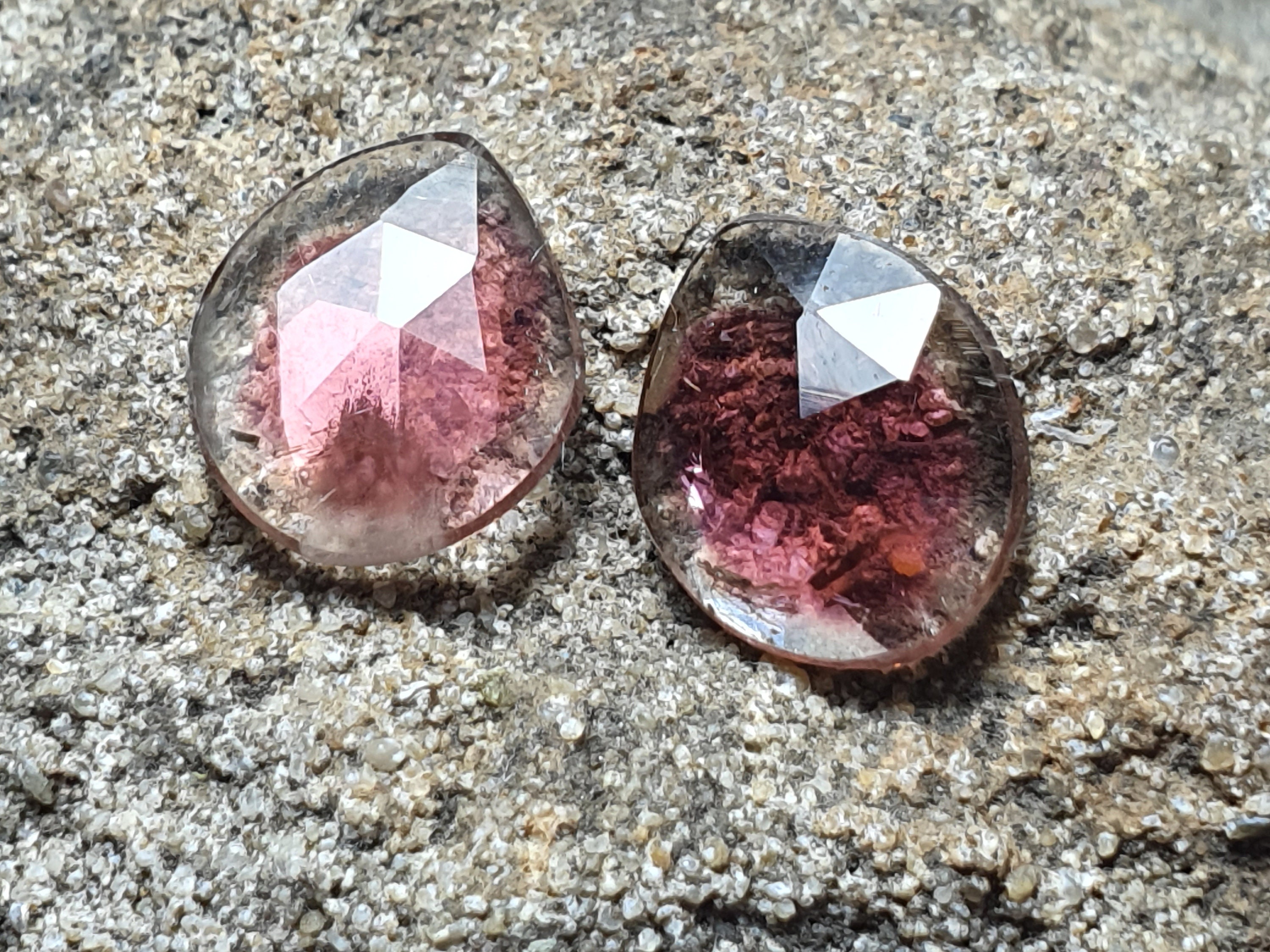 2.85ct 10.1mm Pair Watermelon Tourmaline pink green rose cut | Etsy