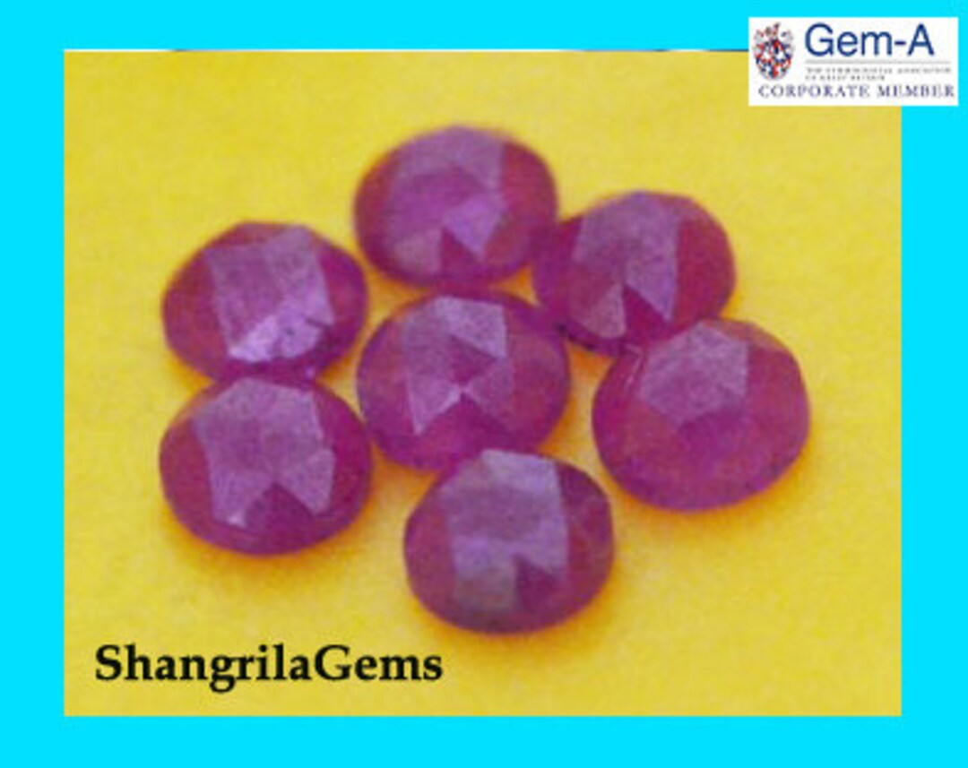 Two 4mm Red Ruby Rose Cut Gemstone 4 by 4 by 1.75 to 2.25 Approx Sale ...