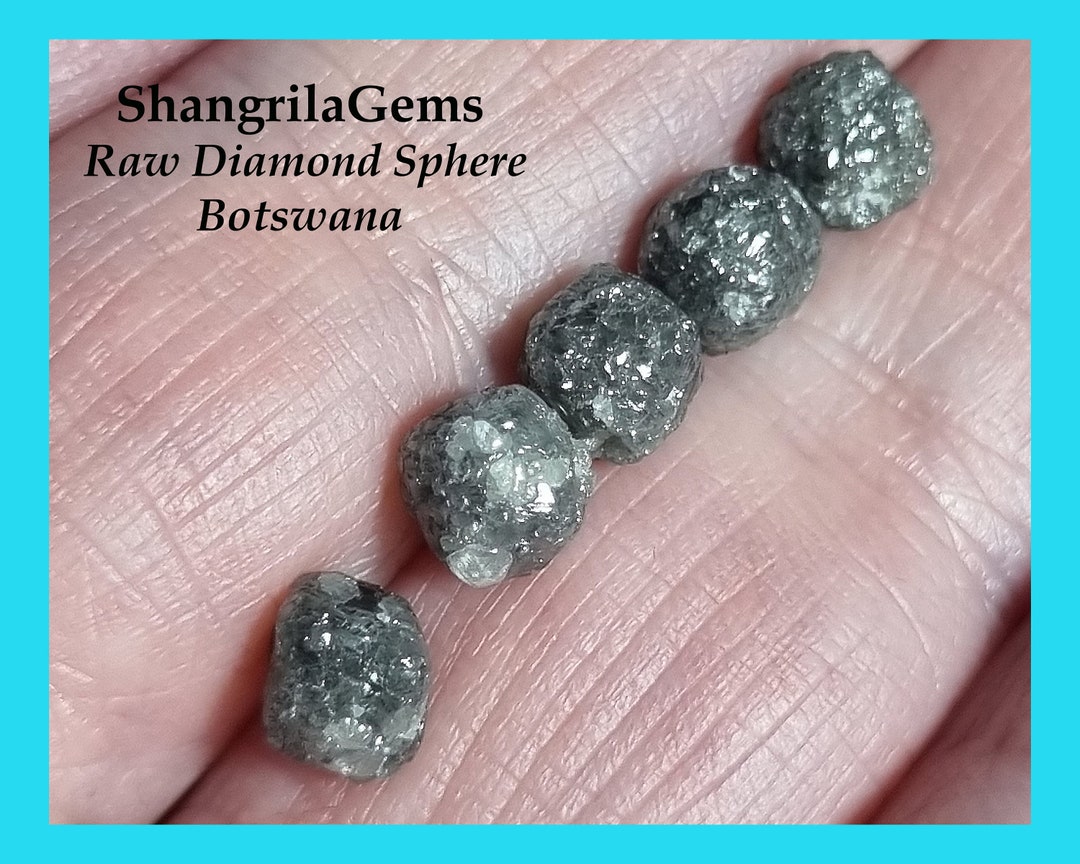 One 6.5mm to 6mm Raw Diamond Sphere Rounded Shape Grey 1.6ct Average ...
