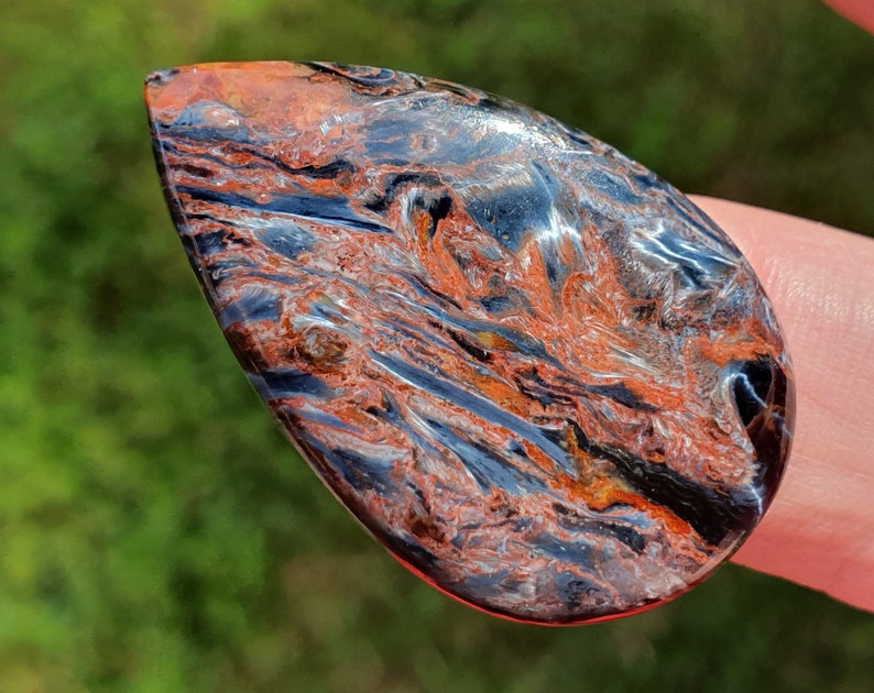 36mm Pietersite Red Blue Drop Pear Cabochon 36 by 22 by 4mm - Etsy