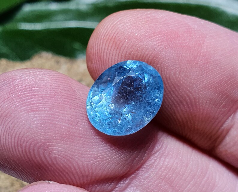 11mm 3.89ct Aquamarine oval faceted gem Deep Sky Blue unheated | Etsy