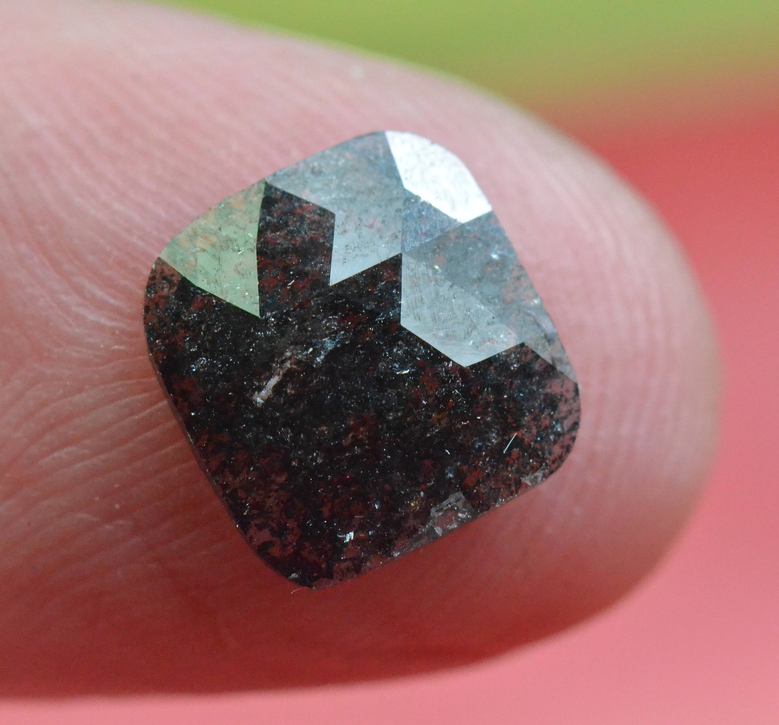 1.67ct 9.4mm Salt and Pepper Cushion Checker Cut Diamond - Etsy UK