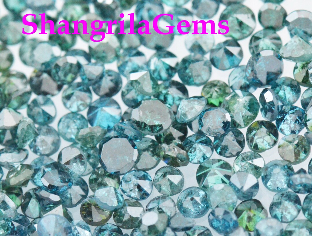 1ct 1.5mm Ocean Blue Green Diamonds Brilliant Cut Round 36 to 38 ...