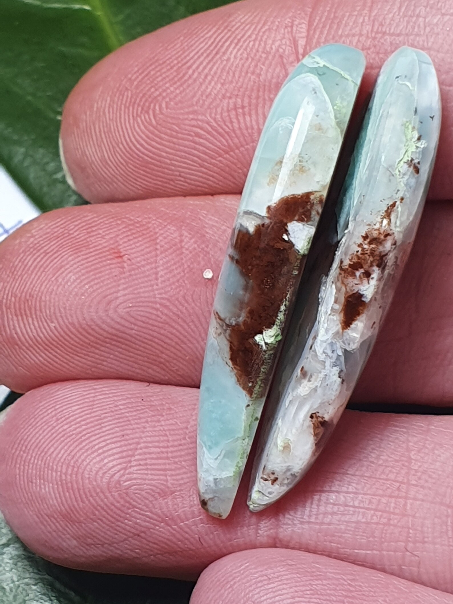 37mm 46ct Pair Blue Green Aqua Chalcedony Chrysoprase Cabochon - Etsy