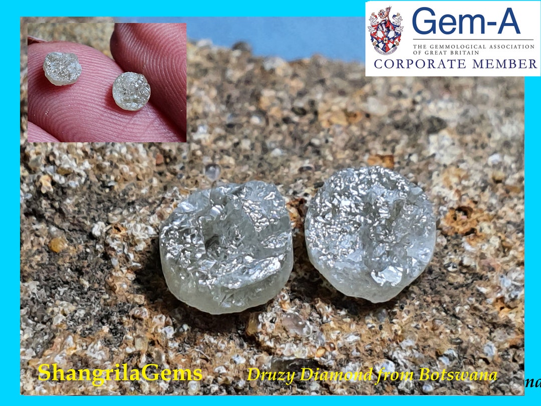 4.3mm 0.8ct White Ivory Druzy Raw Diamond Pair 4.3 by 2.5mm - Etsy UK