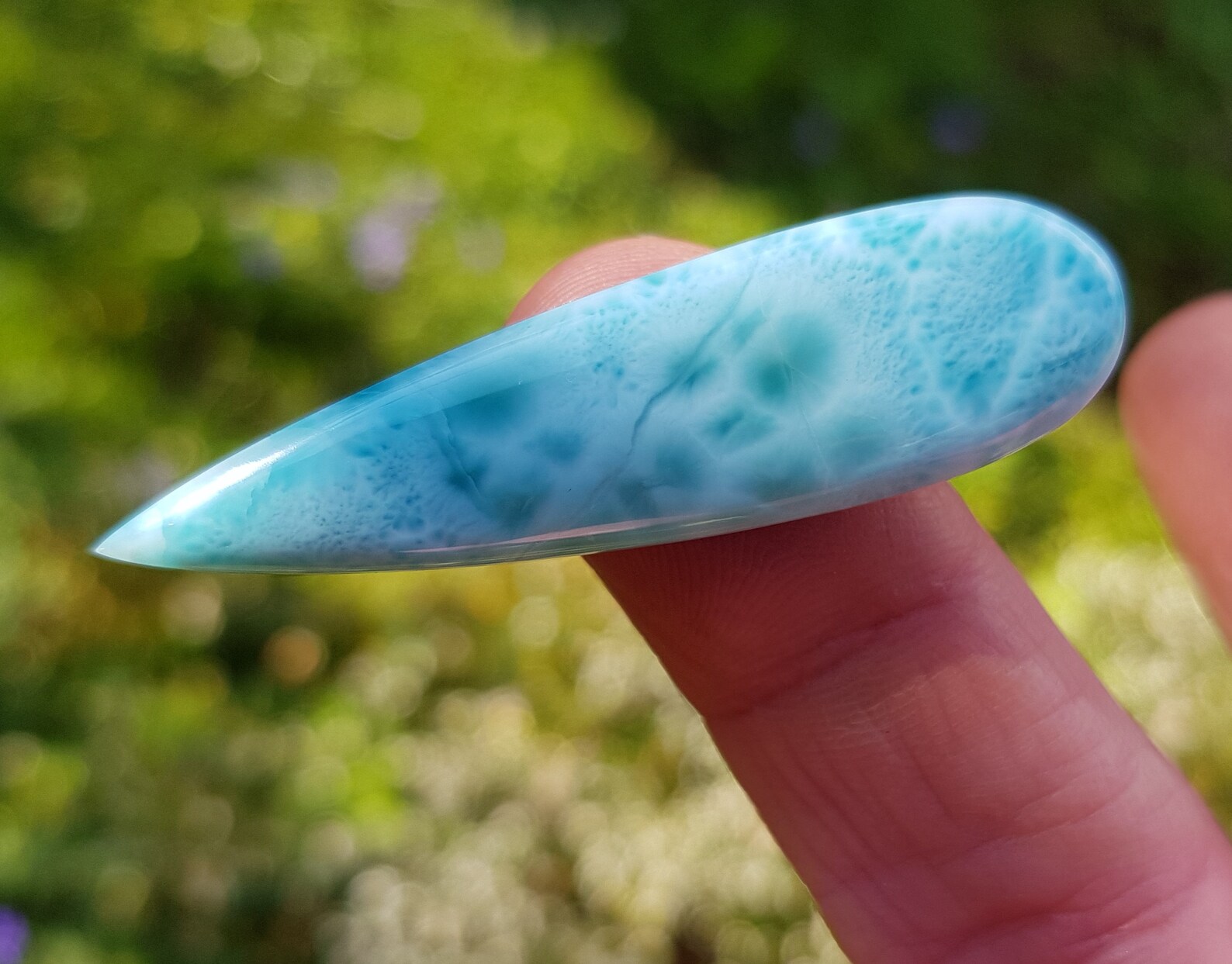 48mm Larimar cabochon arrow drop shape deep blue untreated 48 | Etsy