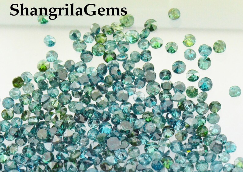 1ct 1.5mm ocean Blue green Diamonds brilliant cut round 36 to | Etsy